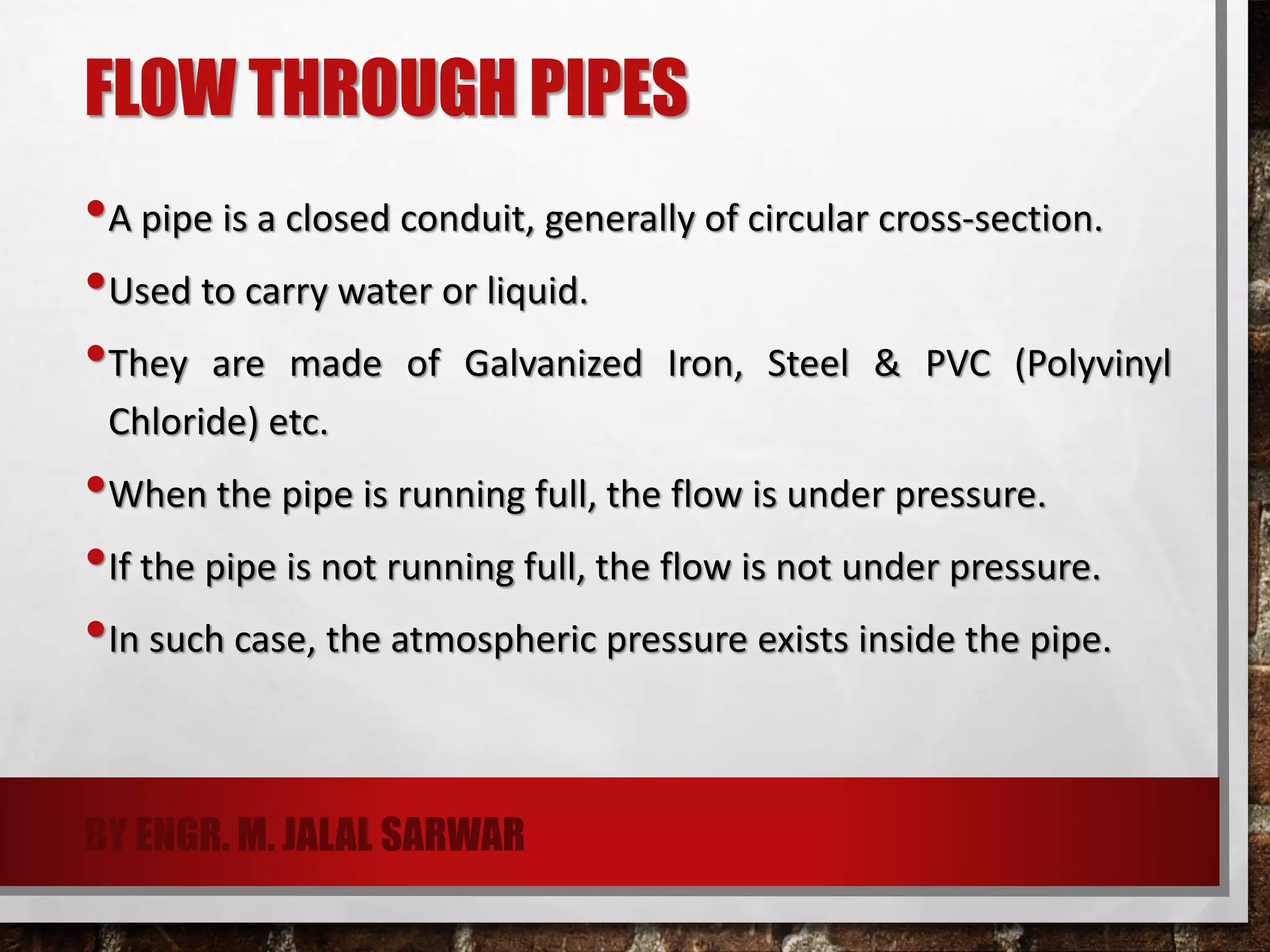 Flow Through Pipes - Hydraulics | PDF