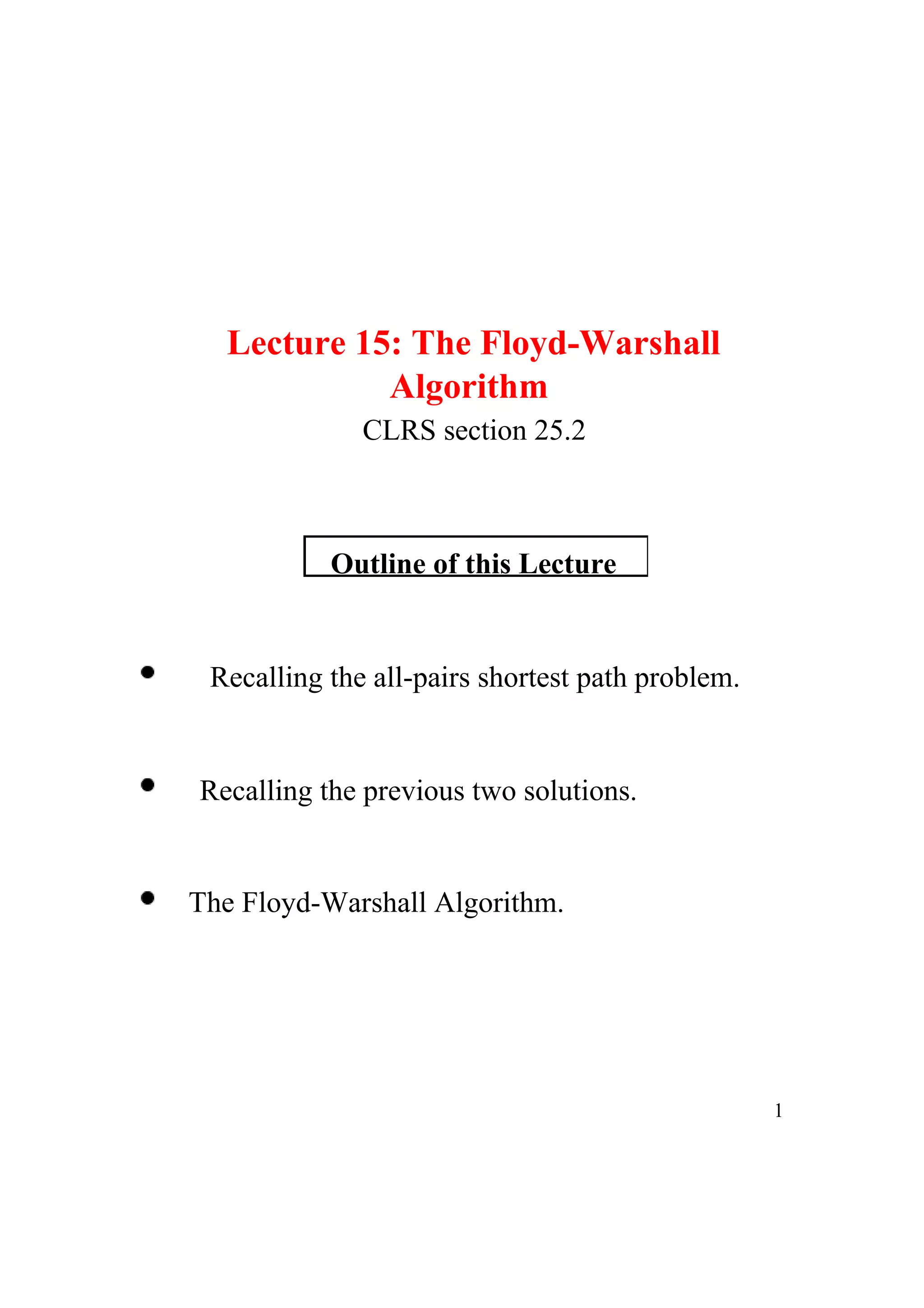 The Floyd–Warshall algorithm | PDF