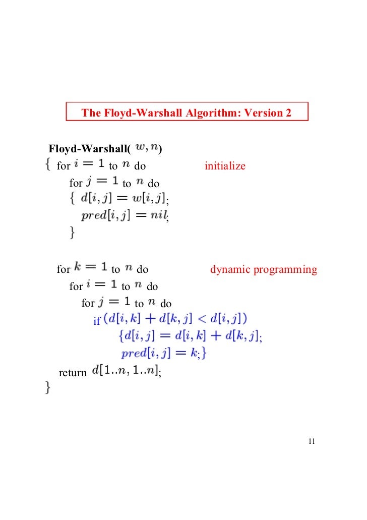 The Floydwarshall Algorithm