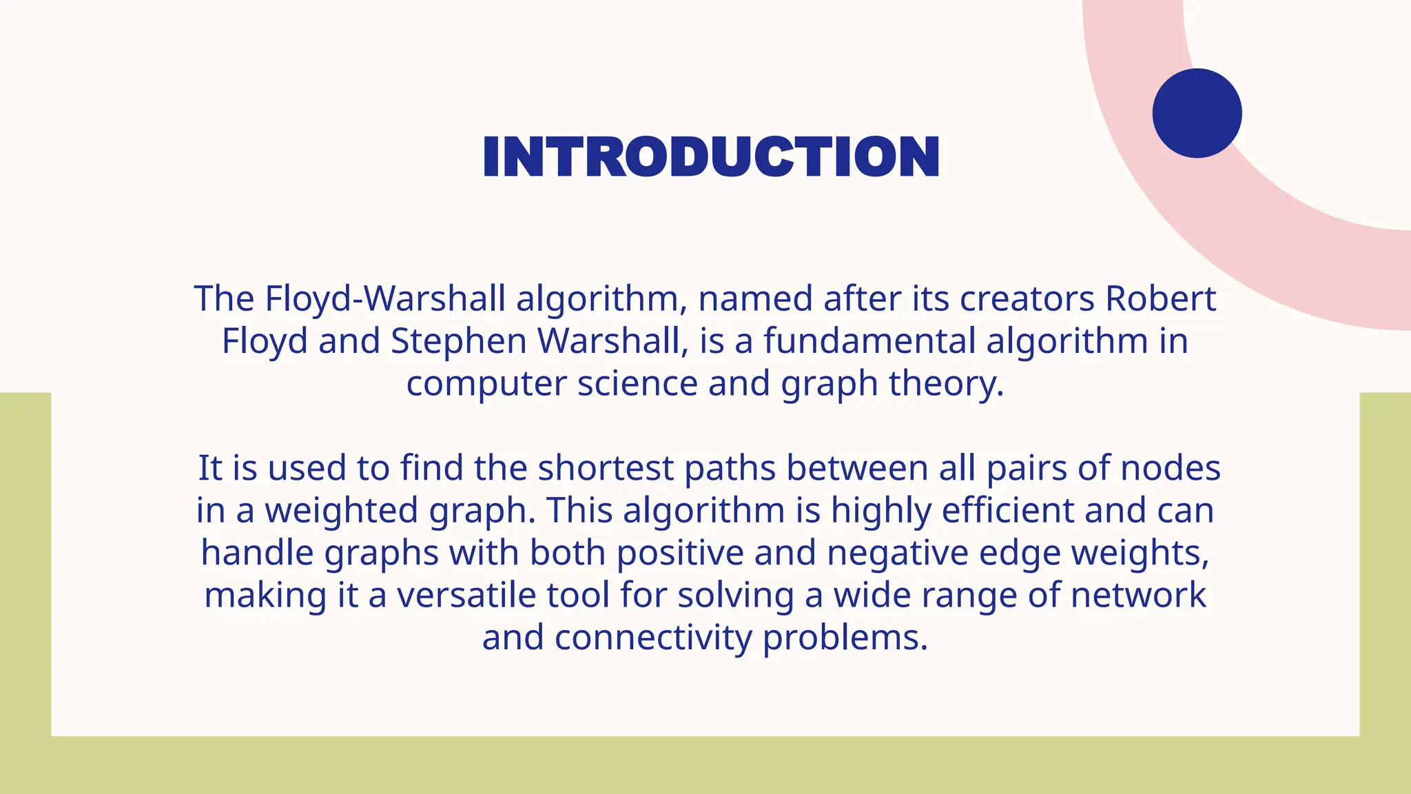 Floyd warshall algorithm and it's applications | PPTX