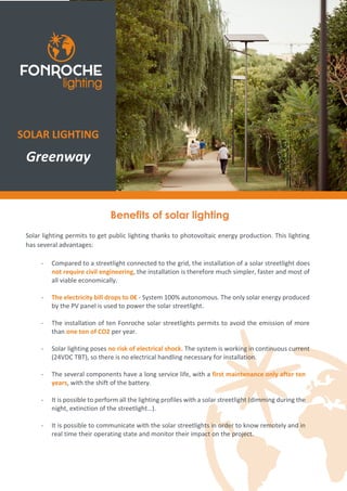Fonroche Solar Street Lighting Case Study: Parks and Greenbelt | PDF