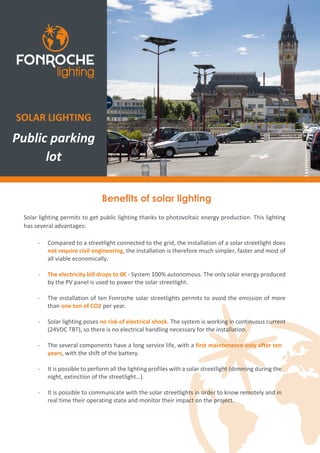 Fonroche Solar Street Lighting Case Study: Public Parking | PDF