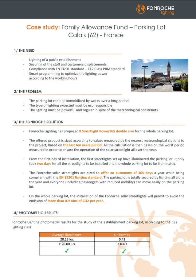 Fonroche Solar Street Lighting Case Study: Public Parking | PDF