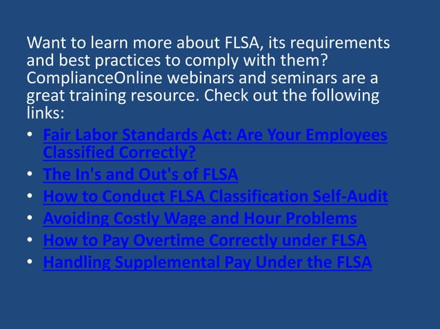 Flsa what you need to know | PPT | Free Download