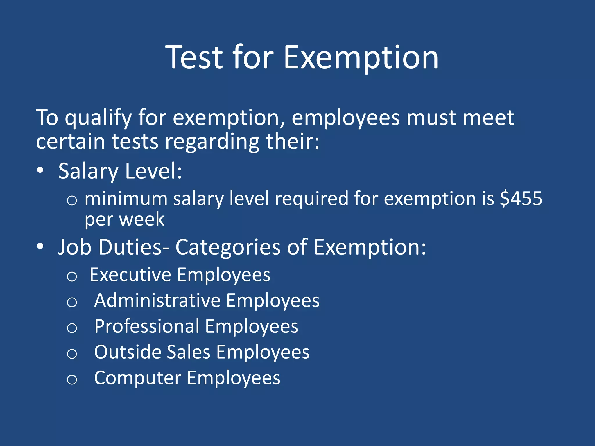 FLSA Exemptions: How to Identify Exempt Employees | PPTX