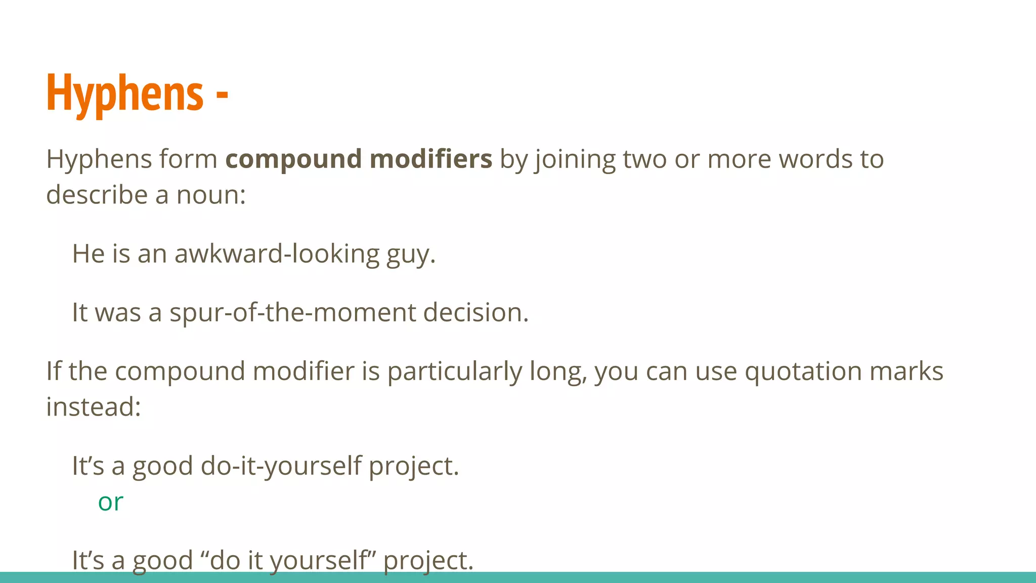 How to Use Hyphens and Dashes | PPTX