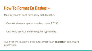 How to Use Hyphens and Dashes | PPTX