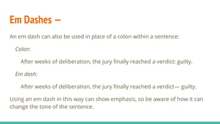 How to Use Hyphens and Dashes | PPTX