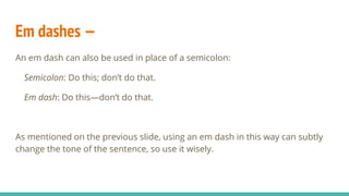 How to Use Hyphens and Dashes | PPTX