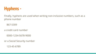 How to Use Hyphens and Dashes | PPTX