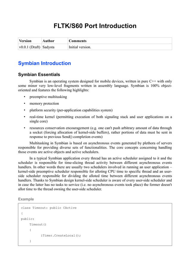 Fltk S60 Introduction | PDF | Operating Systems | Computer Software and ...