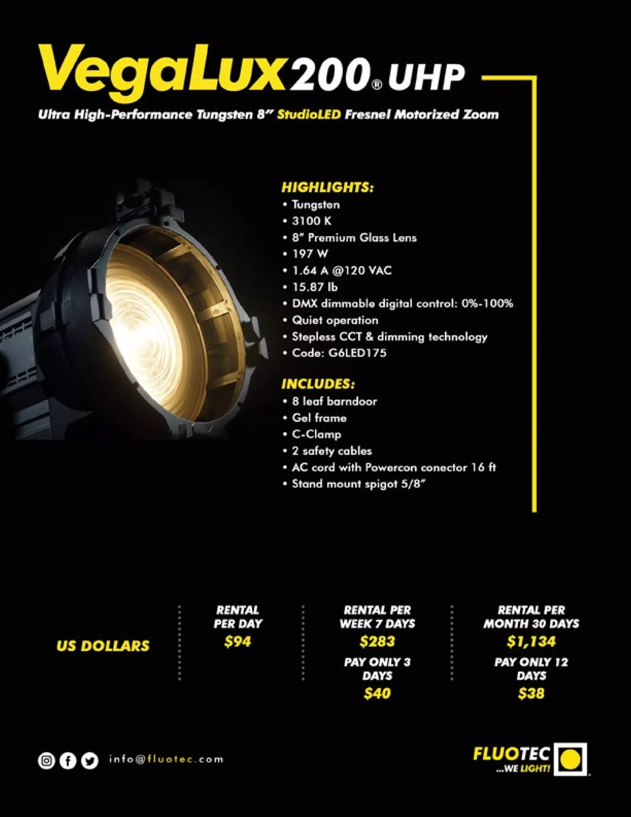 FLUOTEC LED LIGHTING RENTAL PRICE LIST | PDF