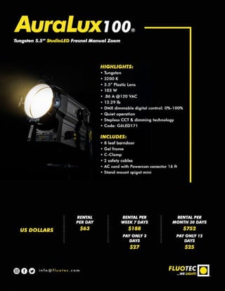 FLUOTEC LED LIGHTING RENTAL PRICE LIST | PDF