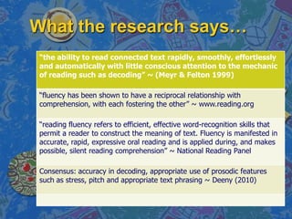 Fluency Comprehension Connection Ppt | PPTX