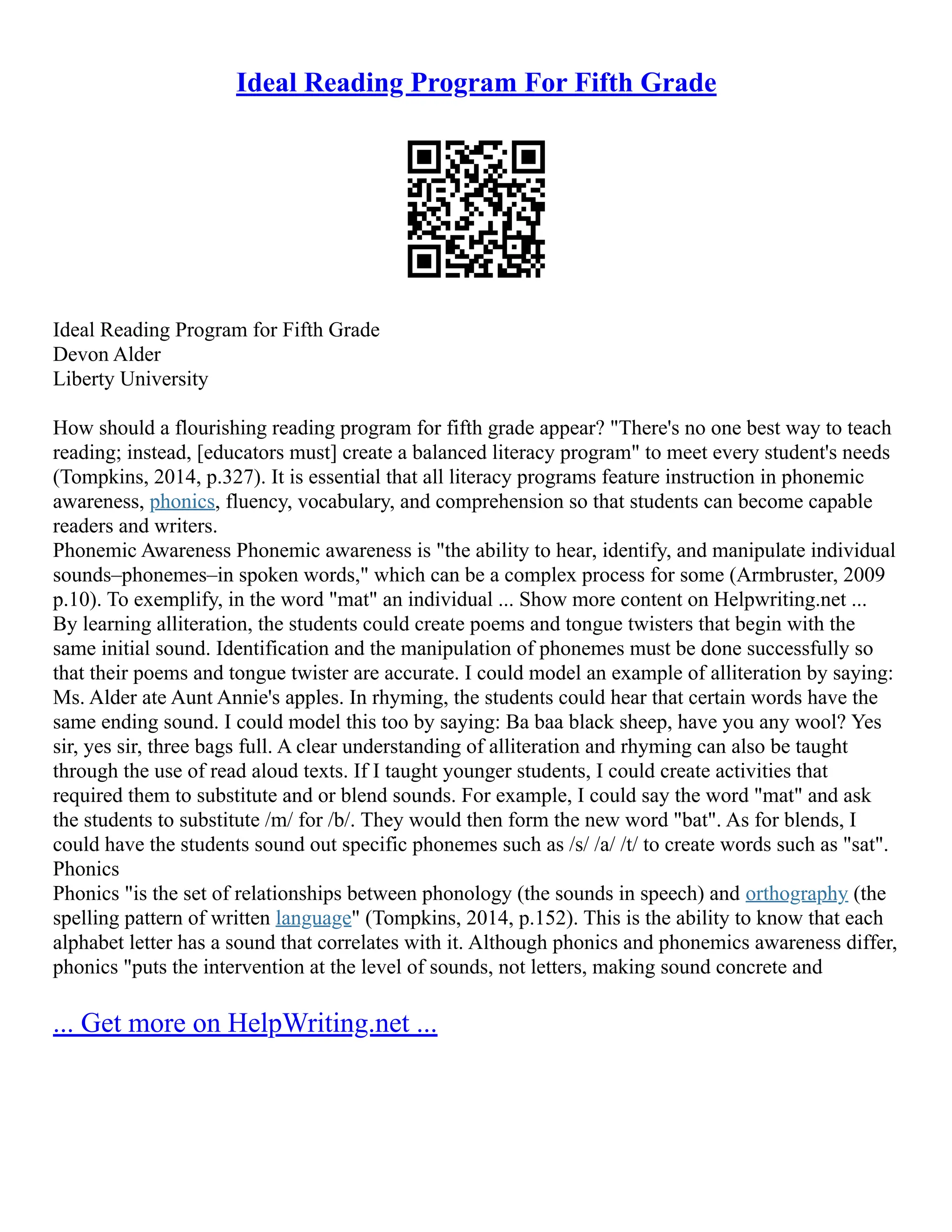 Fluency, Vocabulary, Comprehension Focus Area | PDF