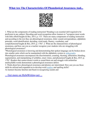 Fluency, Vocabulary, Comprehension Focus Area | PDF