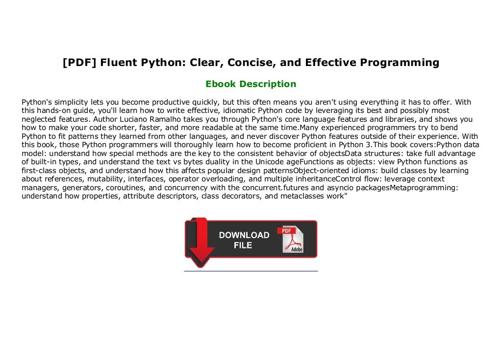 [pdf] Fluent Python Clear Concise And Effective Programming