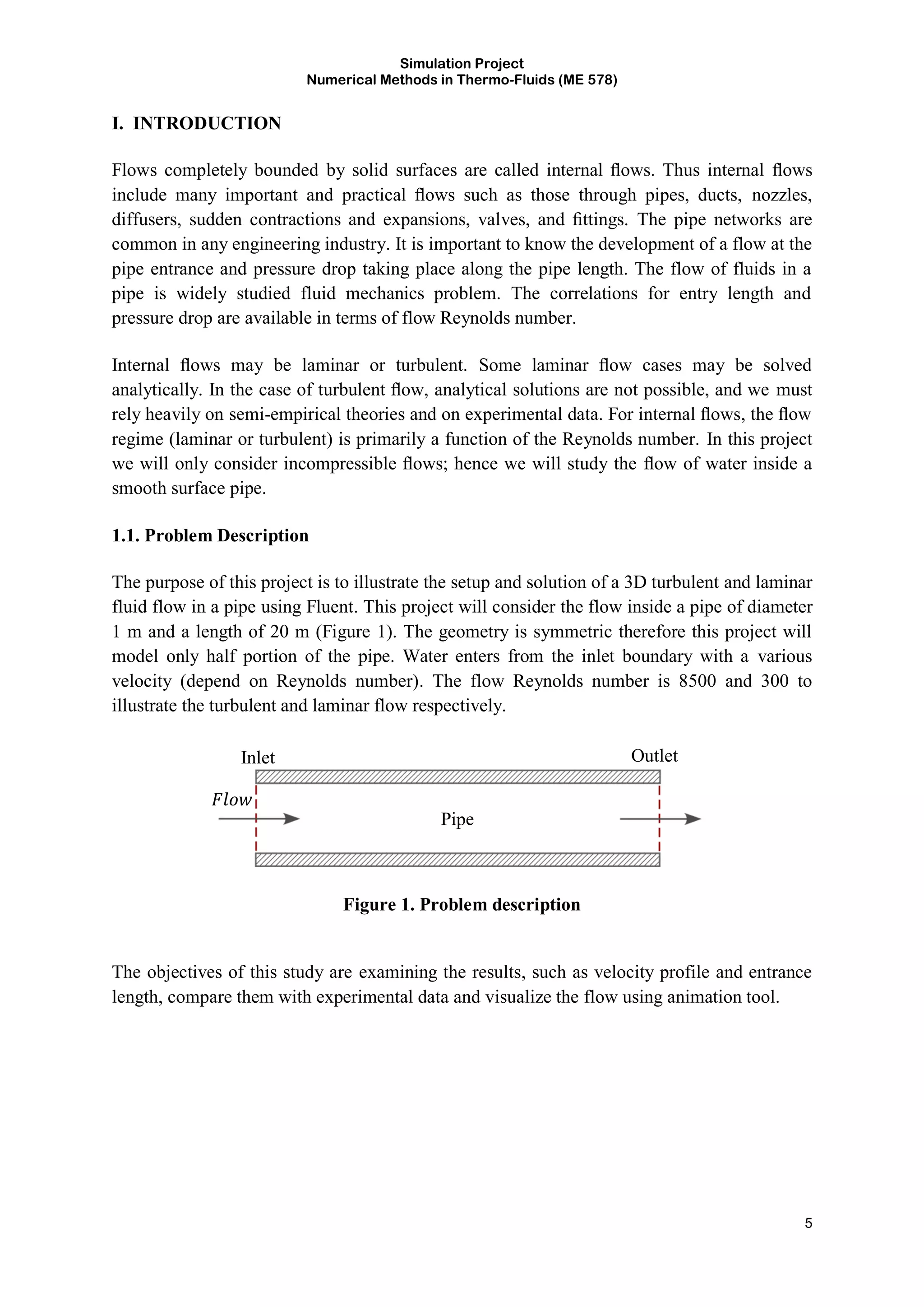 Flow Inside a Pipe with Fluent Modelling | PDF