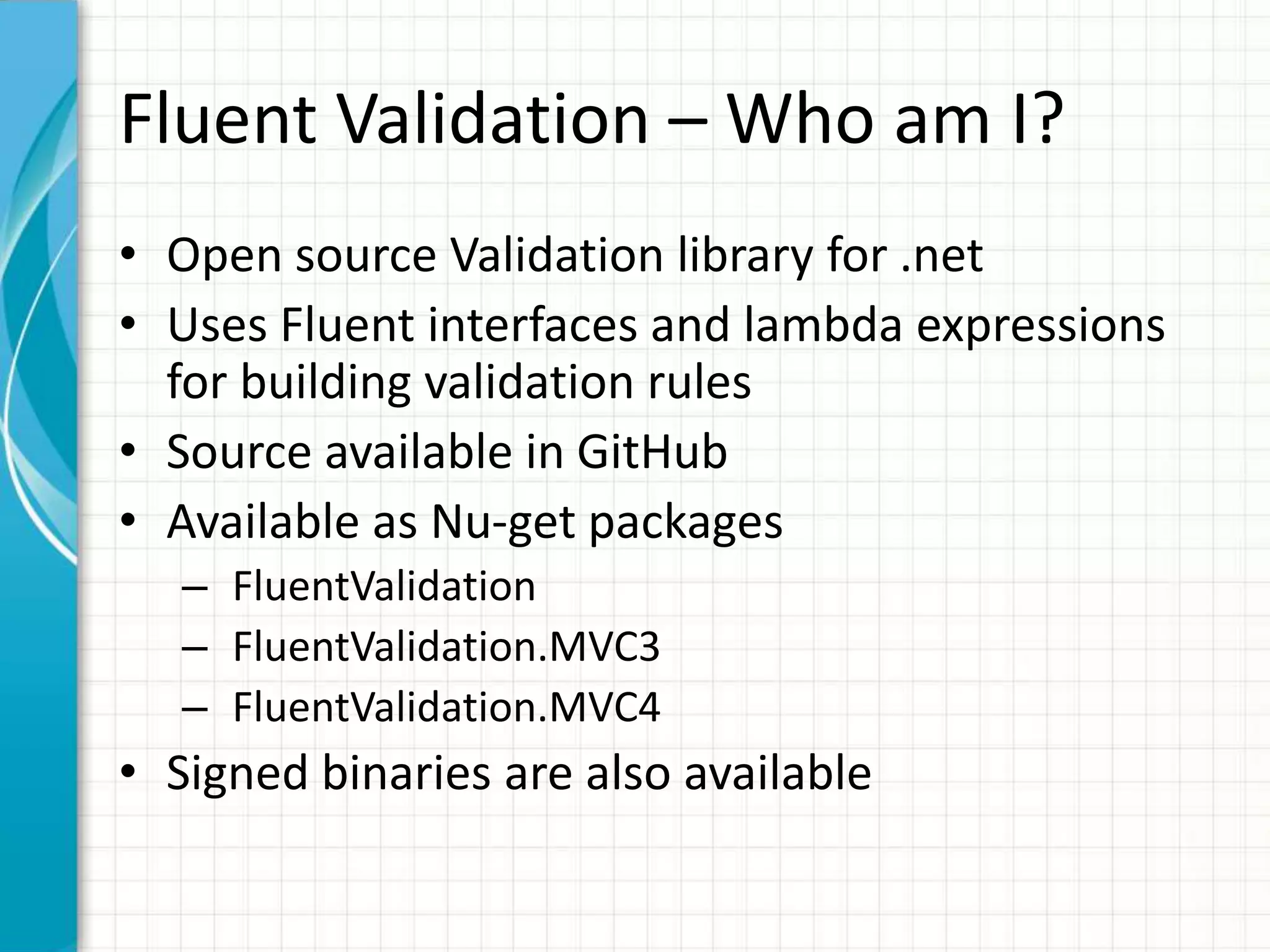 Fluent validation | PPTX