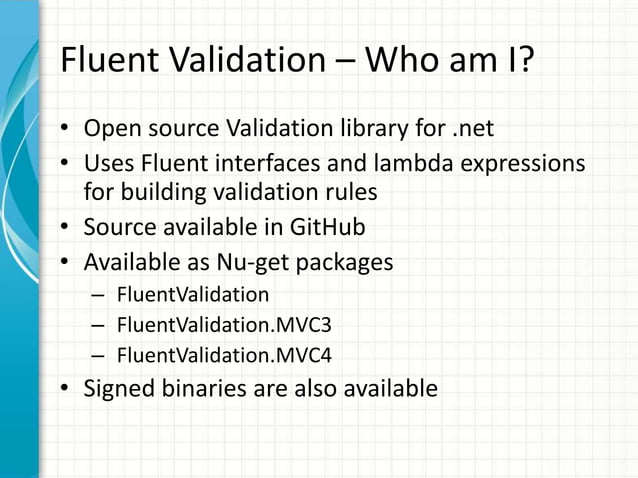 Fluent validation | PPT