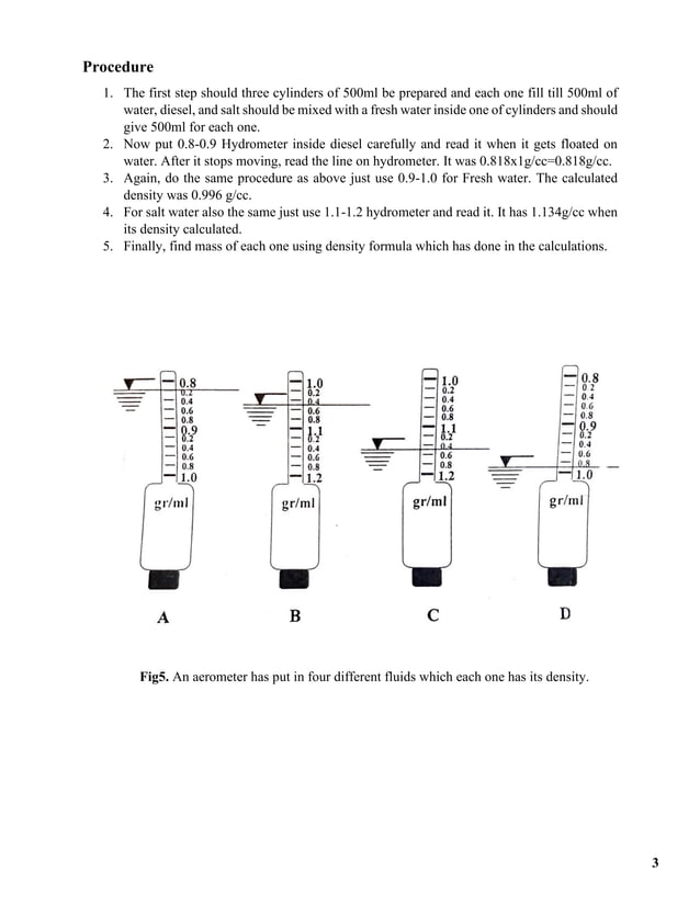 Fluid Mechanic Lab - Hydrometer or Aerometer | PDF