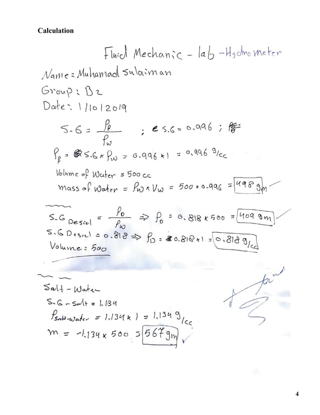 Fluid Mechanic Lab - Hydrometer or Aerometer | PDF