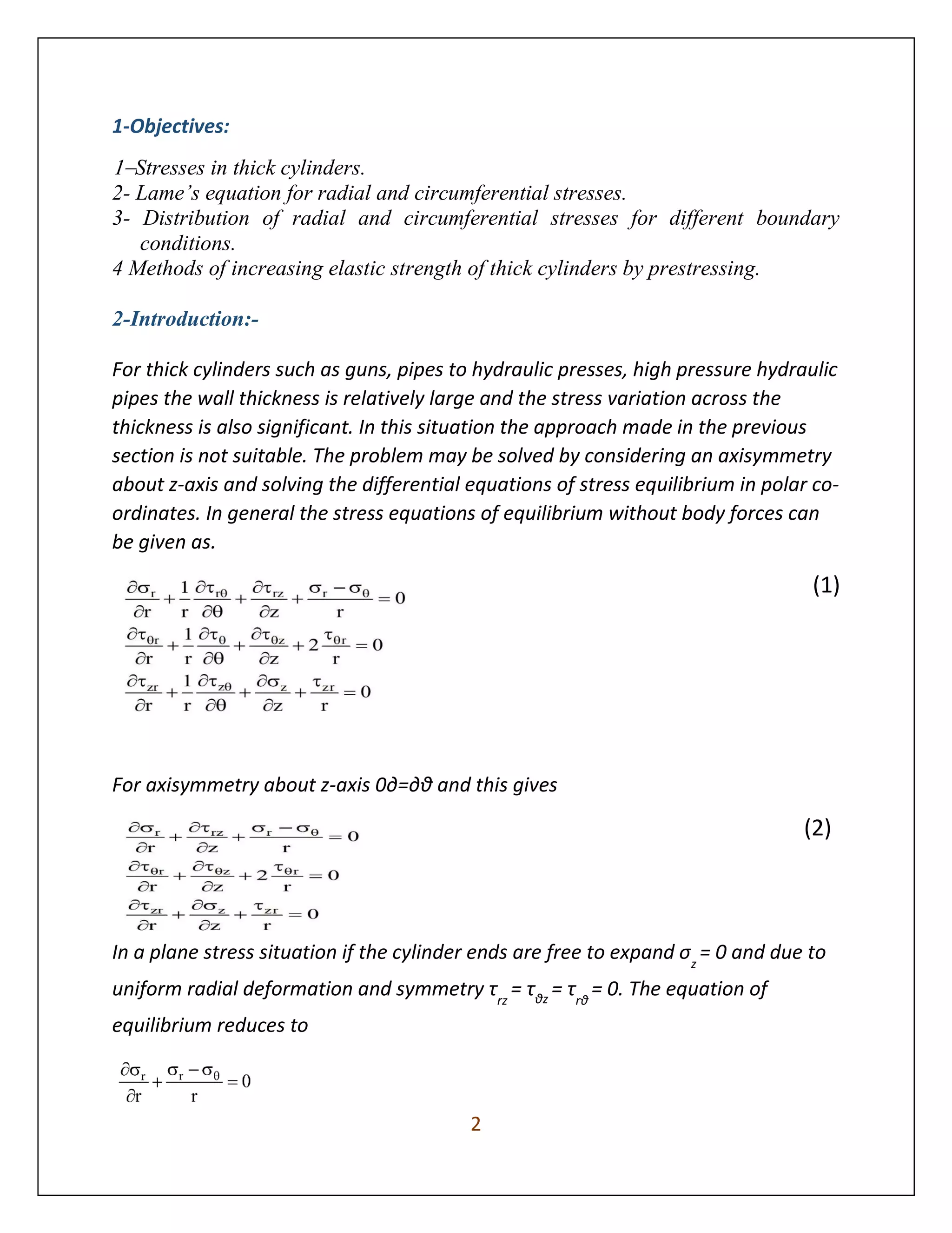 Strength of Materials Compound Thick Cylinders Applications | PDF