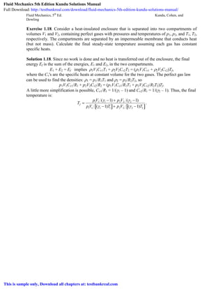 Fluid Mechanics 5th Edition Kundu Solutions Manual | PDF