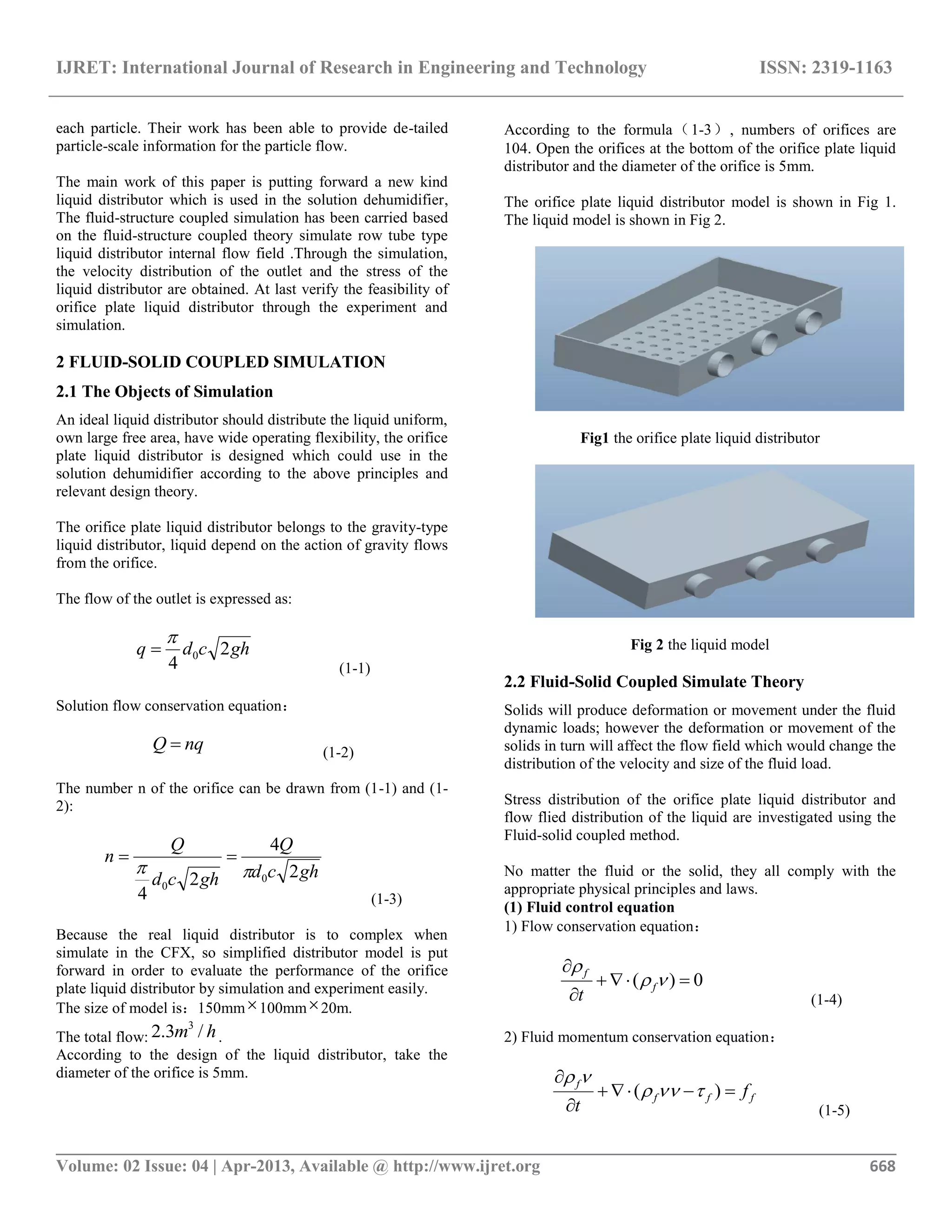 Fluid Solid Coupled Simulation And Experimental Validation Of F Fluid Flow In Liquid Distributor