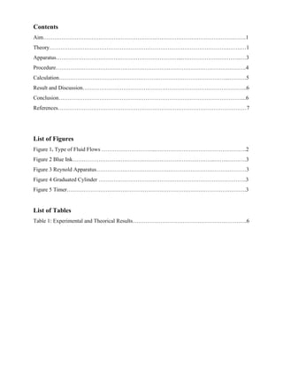 Fluid Mechanic Lab - Reynold's Number Experiment | PDF