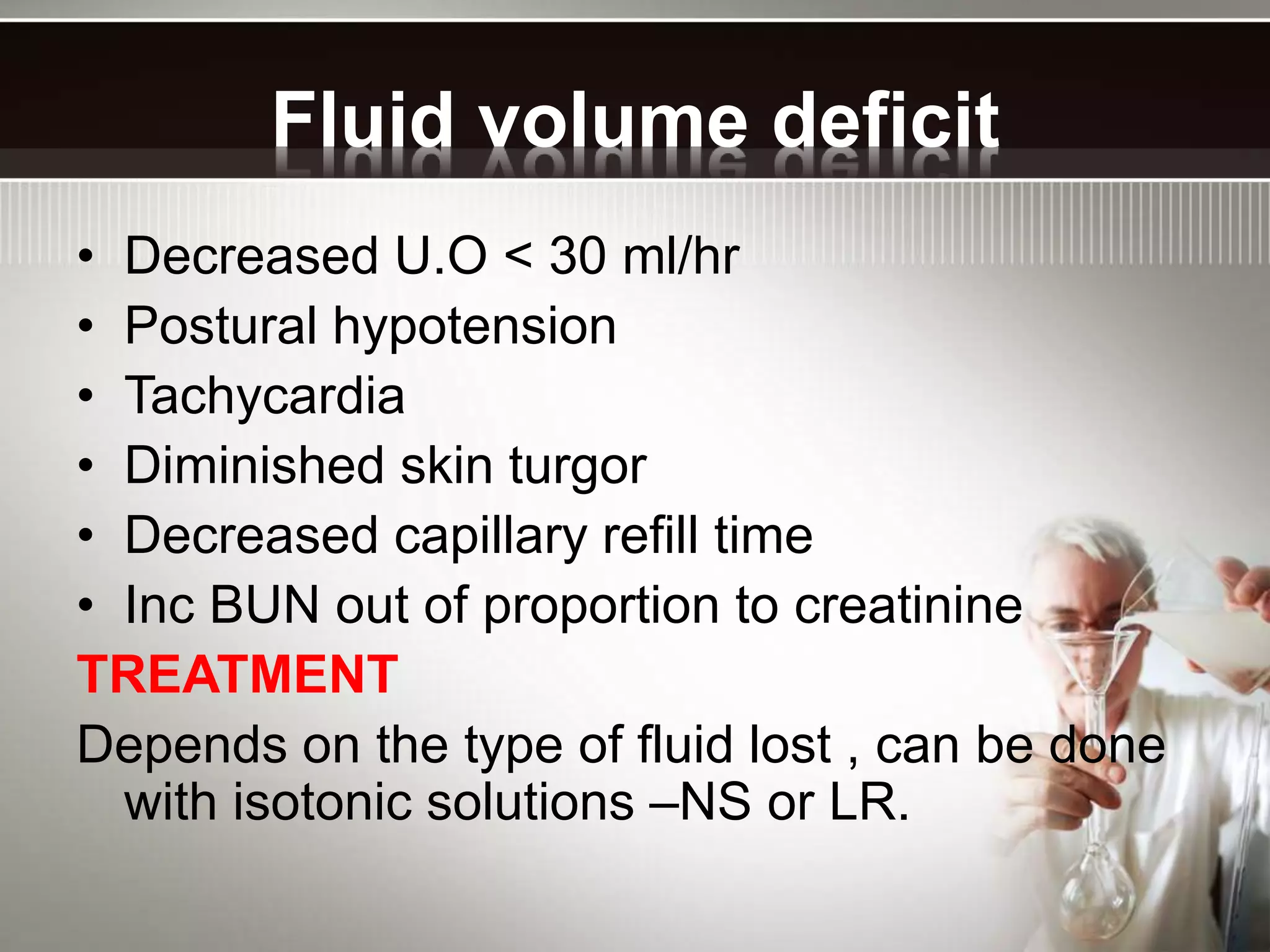 Fluid and electrolytes management in post op patients | PPTX