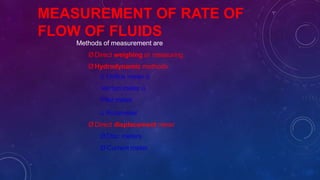 Fluid and pressure measurements- Pharmaceutical Engineering | PPTX