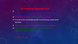 Fluid and pressure measurements- Pharmaceutical Engineering | PPTX