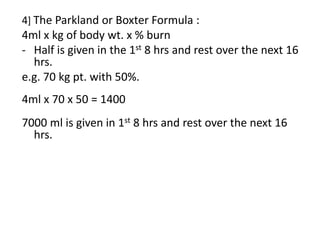 Fluid calculation for burn | PPT