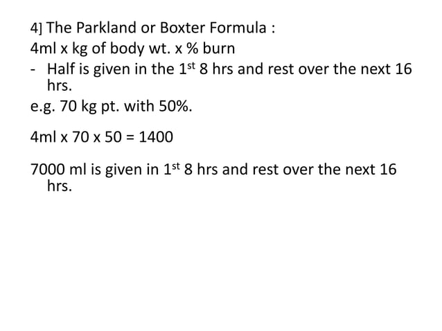 Fluid calculation for burn | PPT | First Aid | Injuries