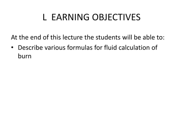 Fluid calculation for burn | PPT