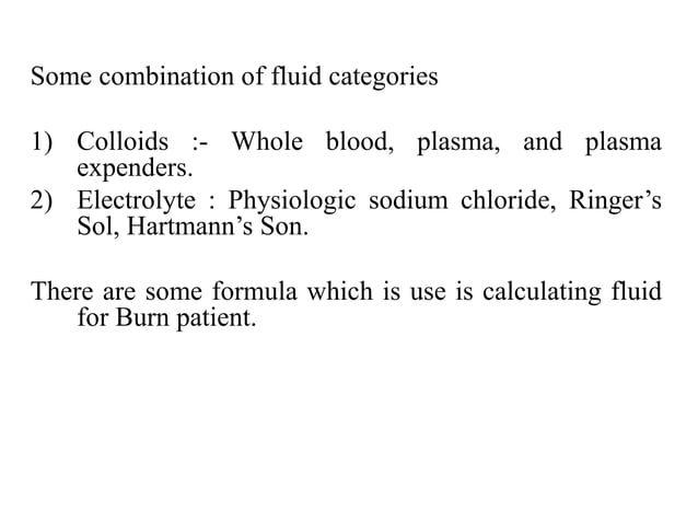 Fluid calculation for burn | PPT | First Aid | Injuries