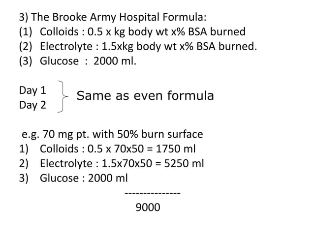 Fluid calculation for burn | PPT | First Aid | Injuries