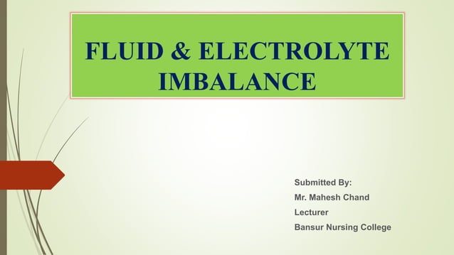 Fluid and electrolyte imbalance | PPTX | Endocrine and Metabolic ...