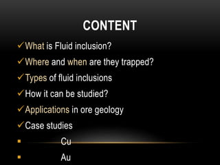 Fluid inclusion in ores | PPTX