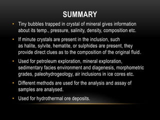 Fluid inclusion in ores | PPTX