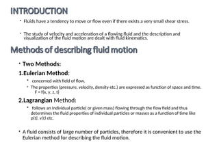 Introduction to FLUID MECHANICS & KINEMATICS | PPT