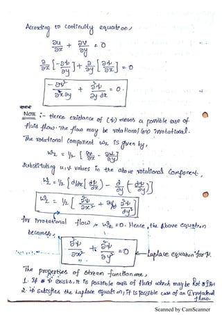 Unit II - Fluid kinematics hand written notes | PDF