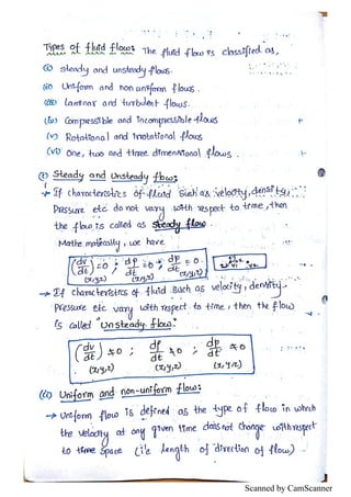 Unit II - Fluid kinematics hand written notes | PDF