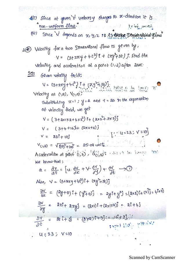 Unit II - Fluid kinematics hand written notes | PDF
