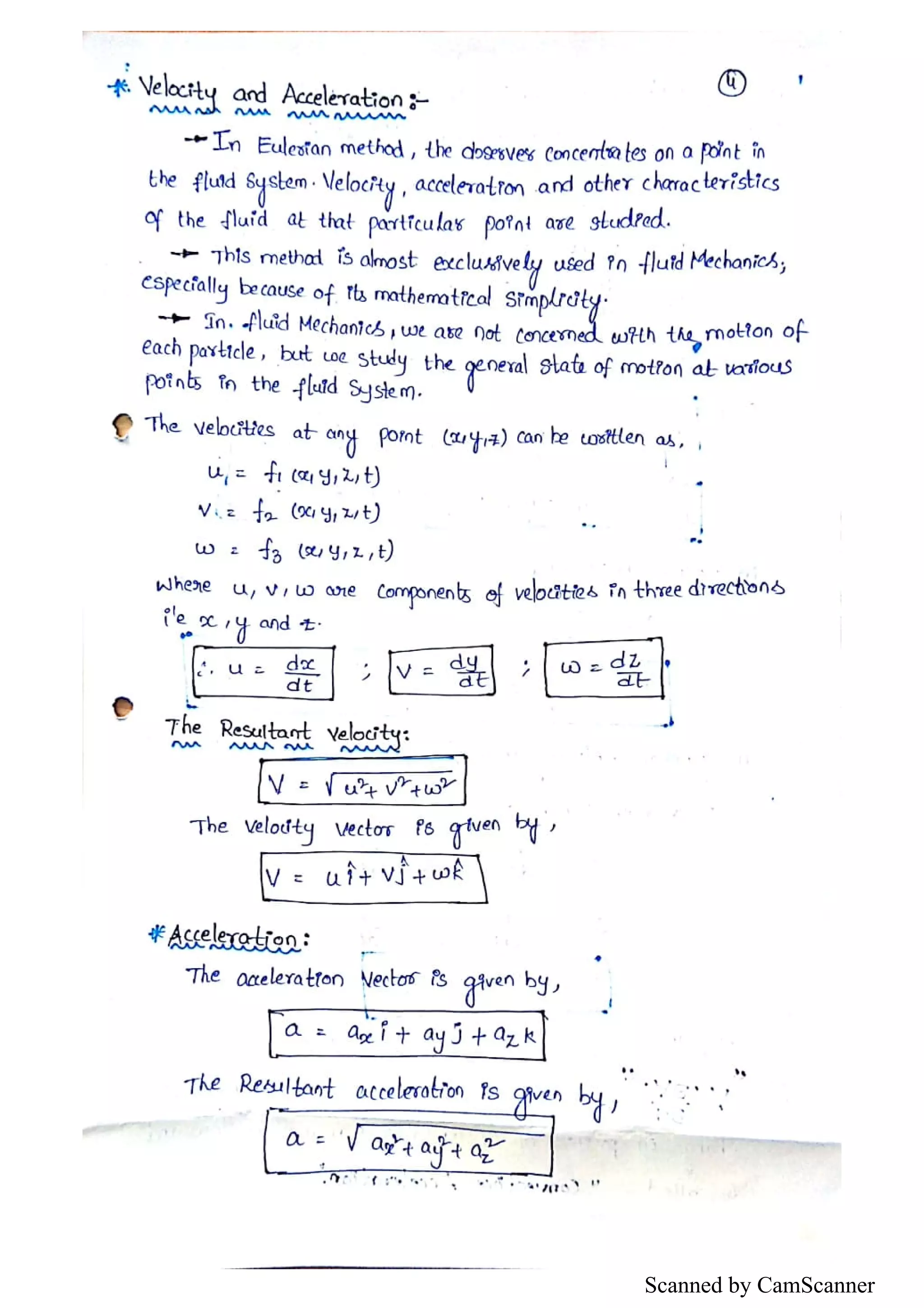 unit II : Fluid kinematics notes | PDF