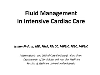 Fluid management and Fluid Responsiveness in ICCU / ICU at ASMIHA ...