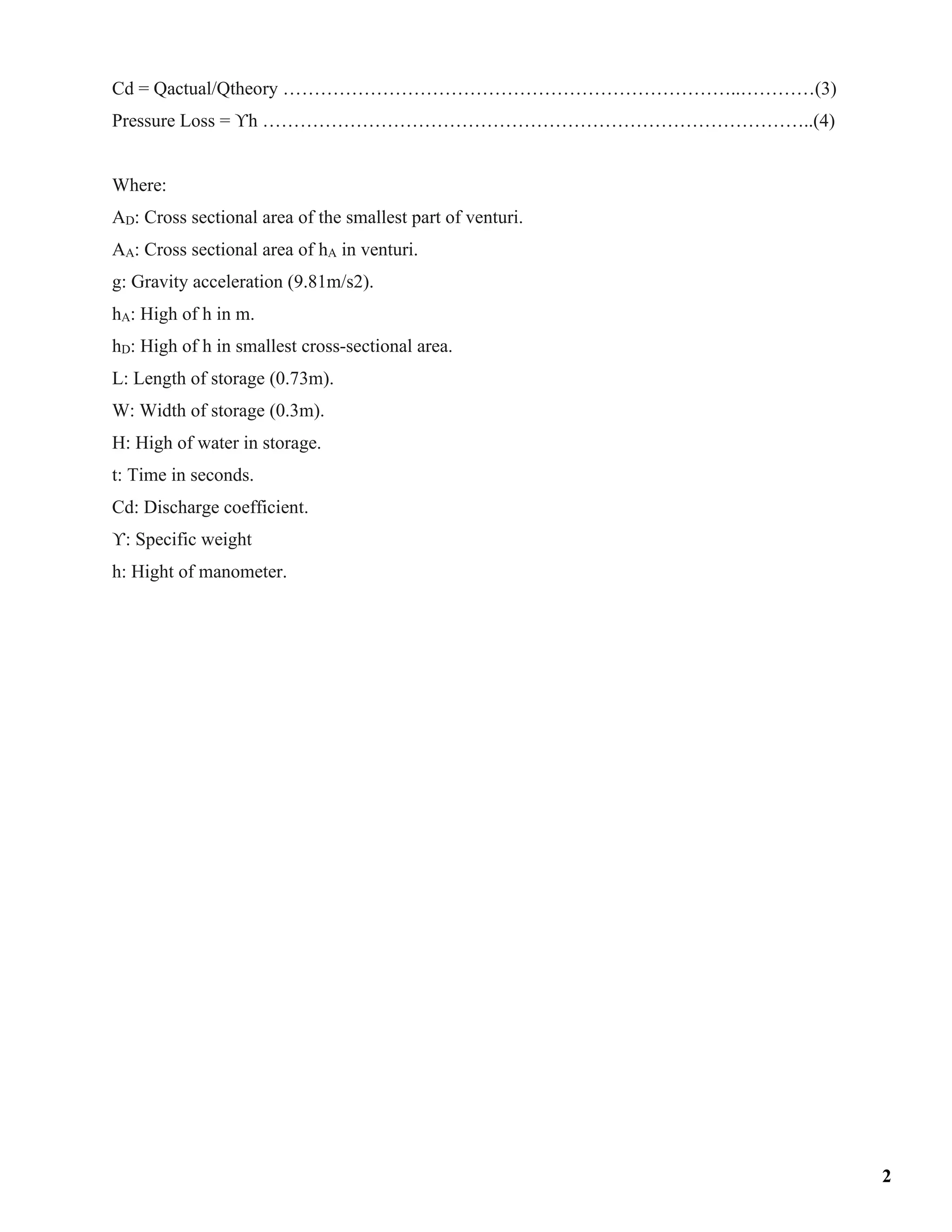 Fluid Mechanic Lab - Venturi Meter | PDF