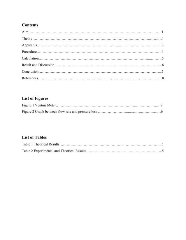 Fluid Mechanic Lab - Venturi Meter | PDF