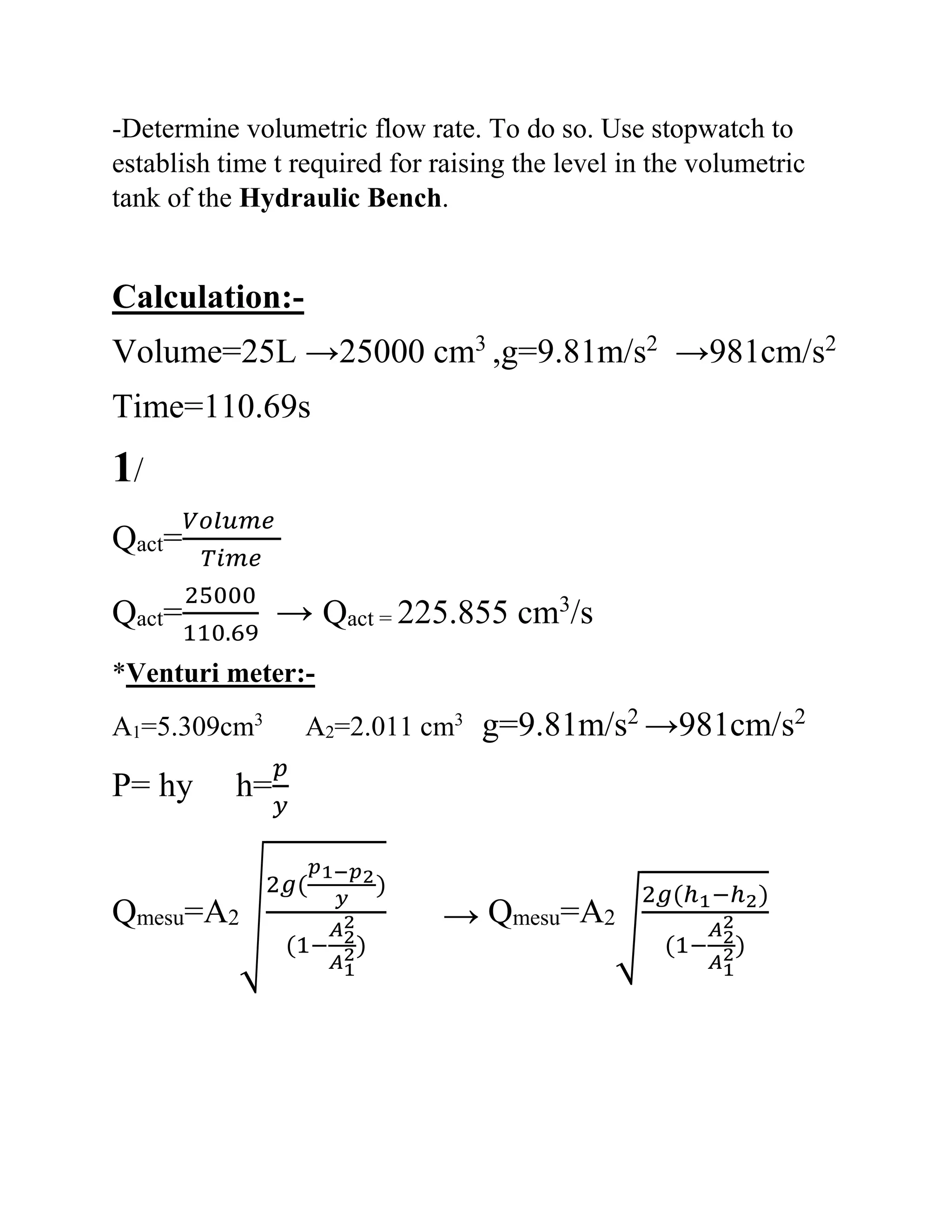 Fluid mechanic lab experiment | PDF